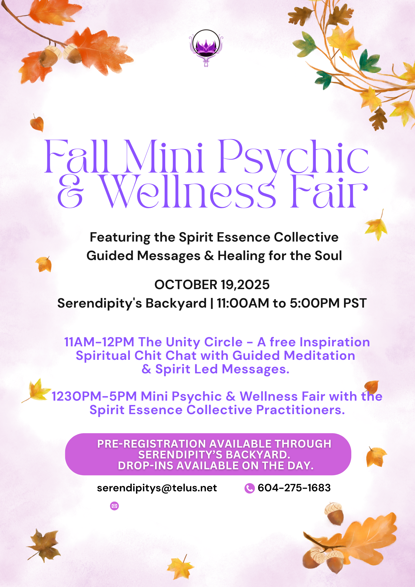 Fall Mini Psychic & Wellness Fair Featuring The Spirit Essence Collective - Serendipity's Backyard
